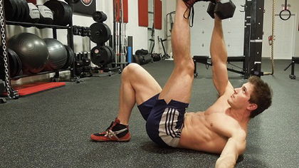 Dumbbell Toe-Touch Crunch